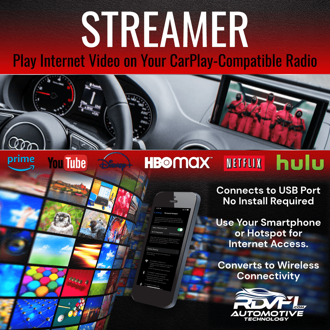 STREAMER: STREAM VIDEO to OEM & AFTERMARKET Radios With WIRED CARPLAY